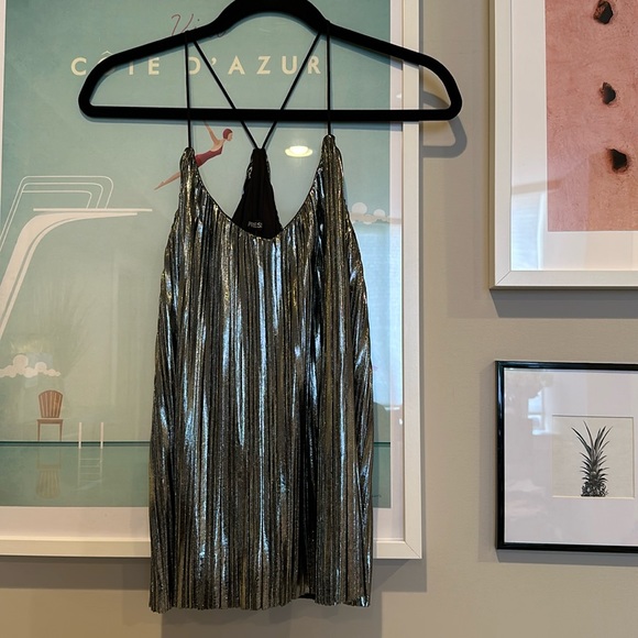 Express | Tops | Xs Express Pleated Silver Tank | Poshmark